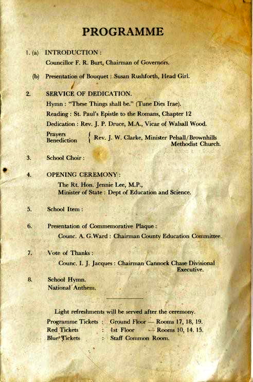 Get with the programme: Shire Oak School opening day 1967 ...